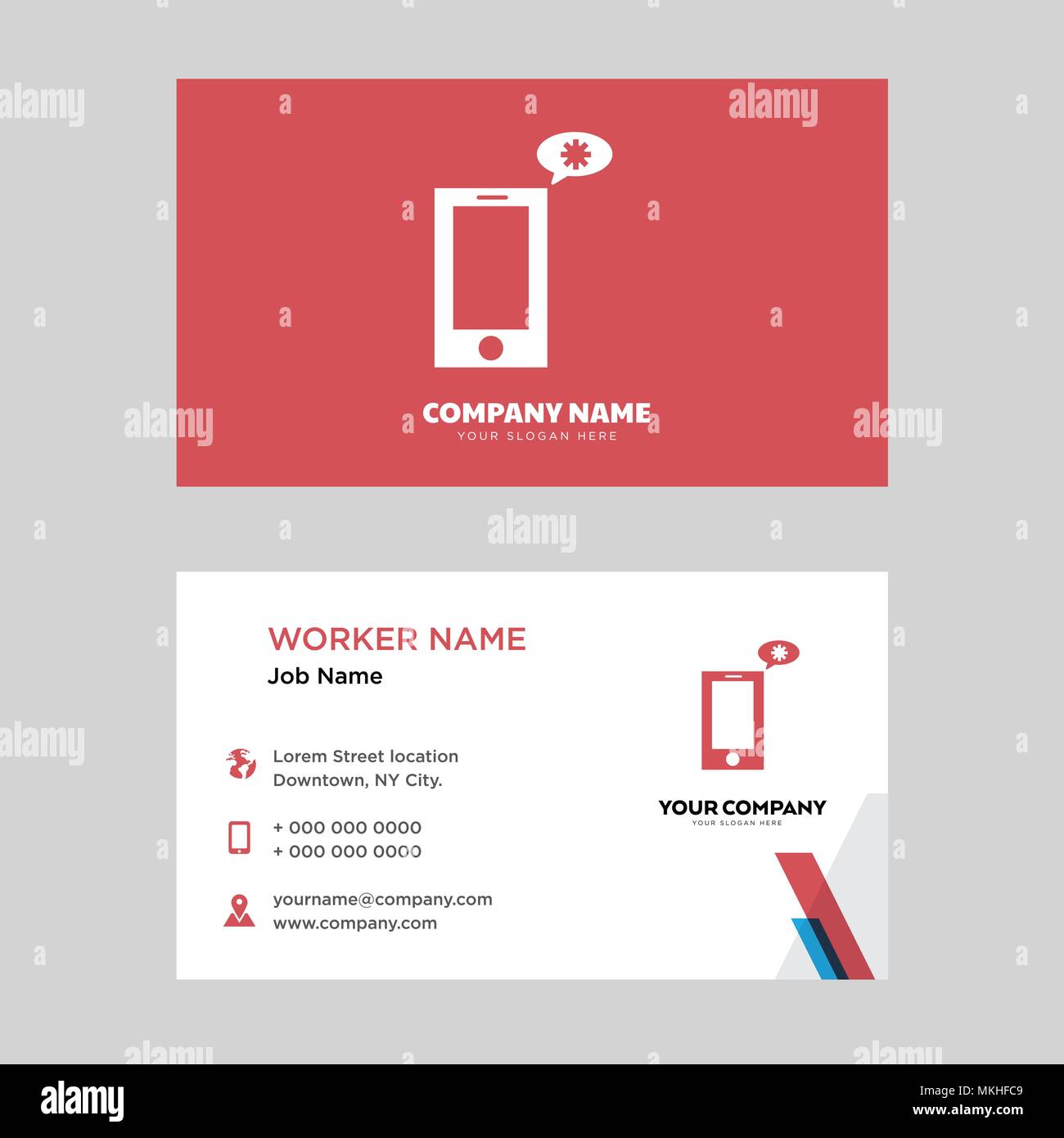 Setting on phone business card design template, Visiting for your ...