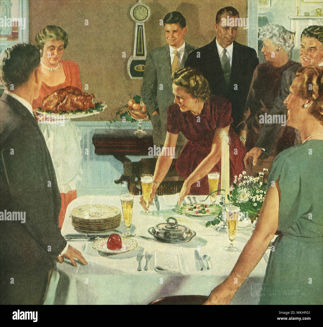Thanksgiving Family Dinner Painting