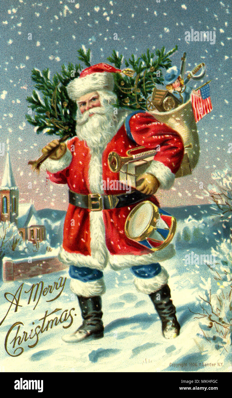 Santa claus bag full toys hi-res stock photography and images - Alamy
