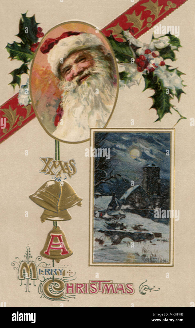 Santa and Winter Scene Stock Photo - Alamy