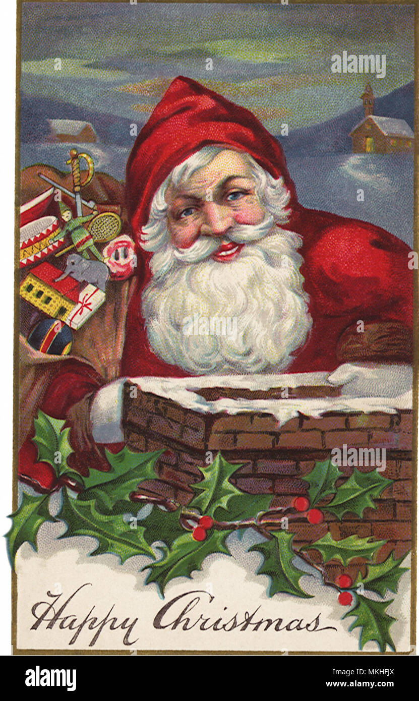 Santa preparing to enter Chimney Stock Photo - Alamy