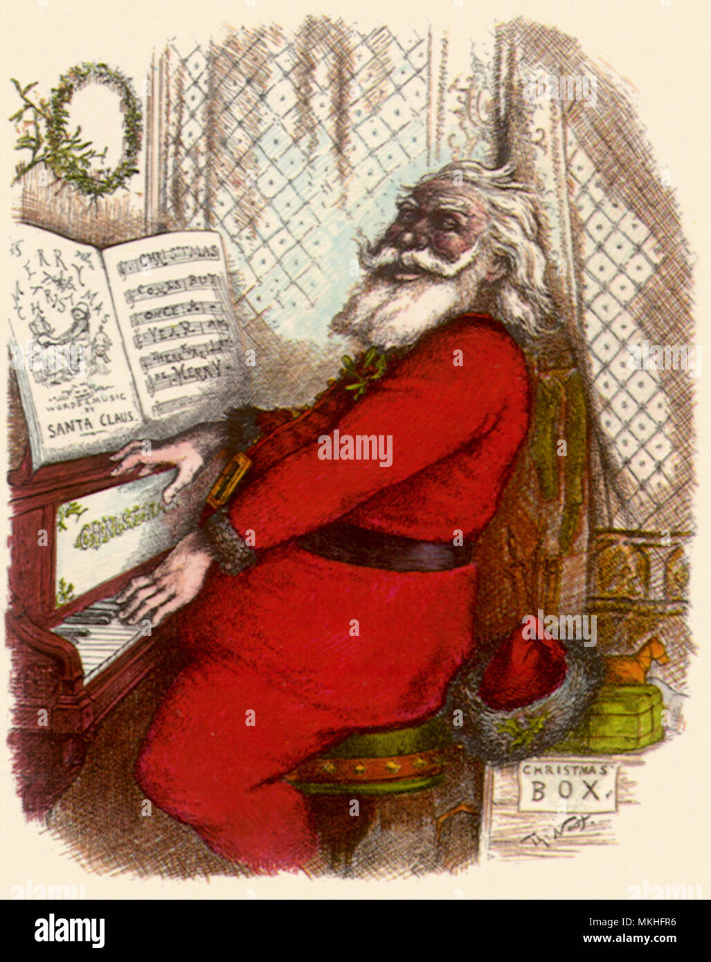 Santa sits and plays a Piano Stock Photo - Alamy