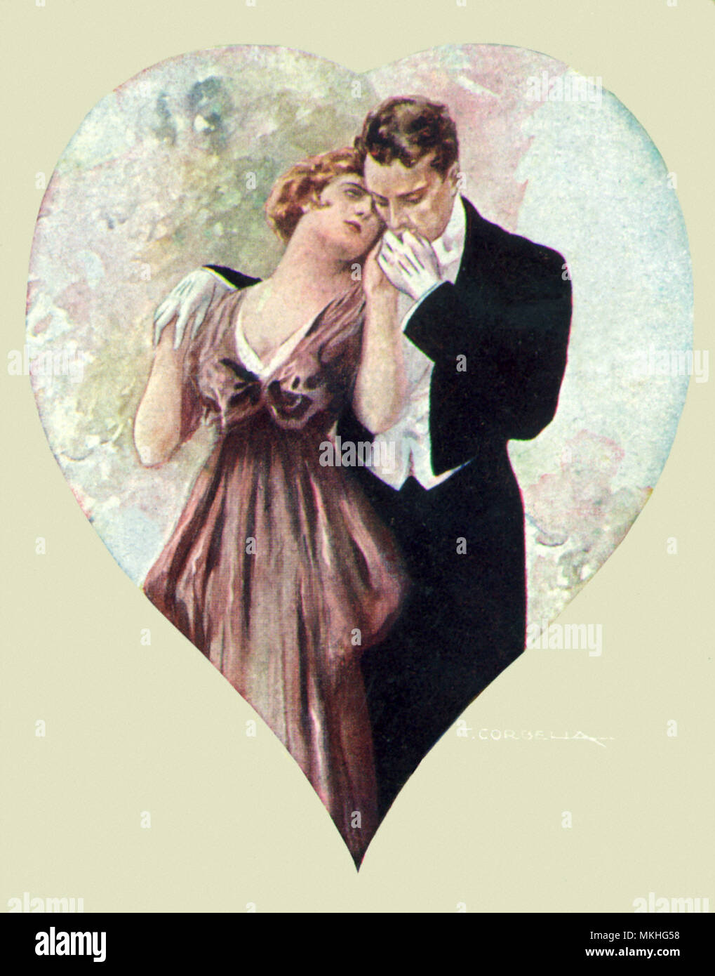 Embracing Couple in a Heart Stock Photo - Alamy