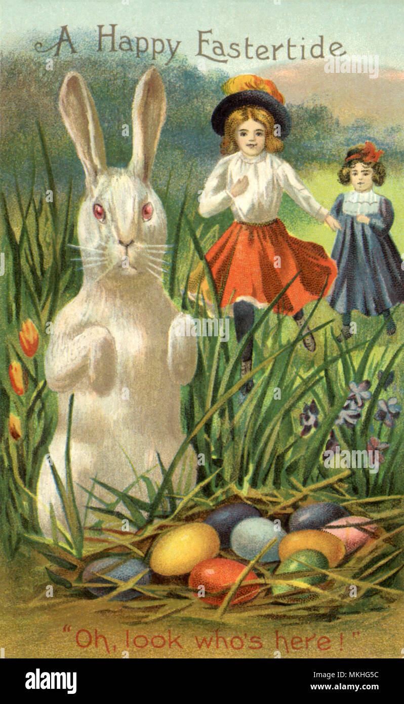 Rabbit and Easter Eggs Stock Photo - Alamy