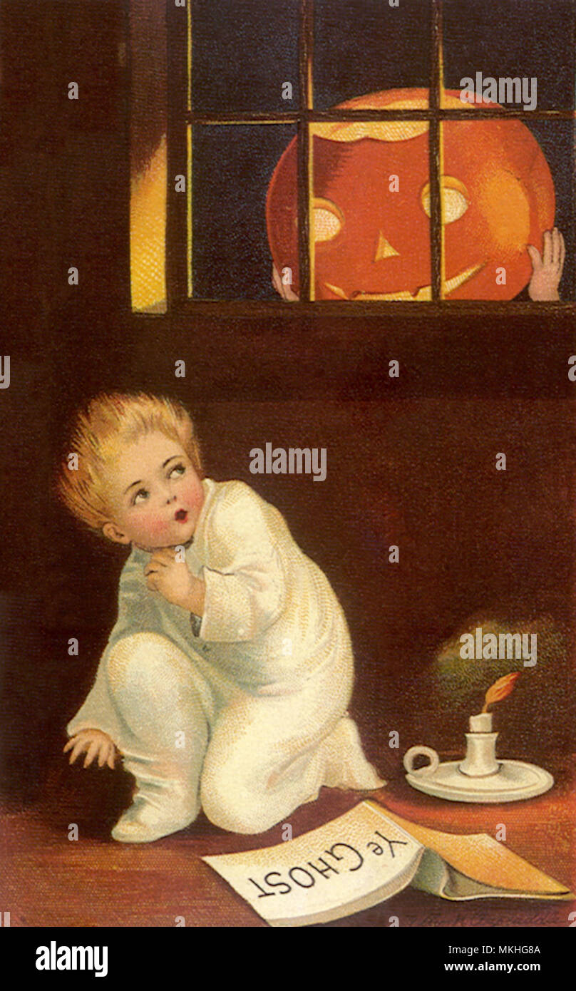 Child cowering beneath a Jack-o-Lantern Stock Photo - Alamy