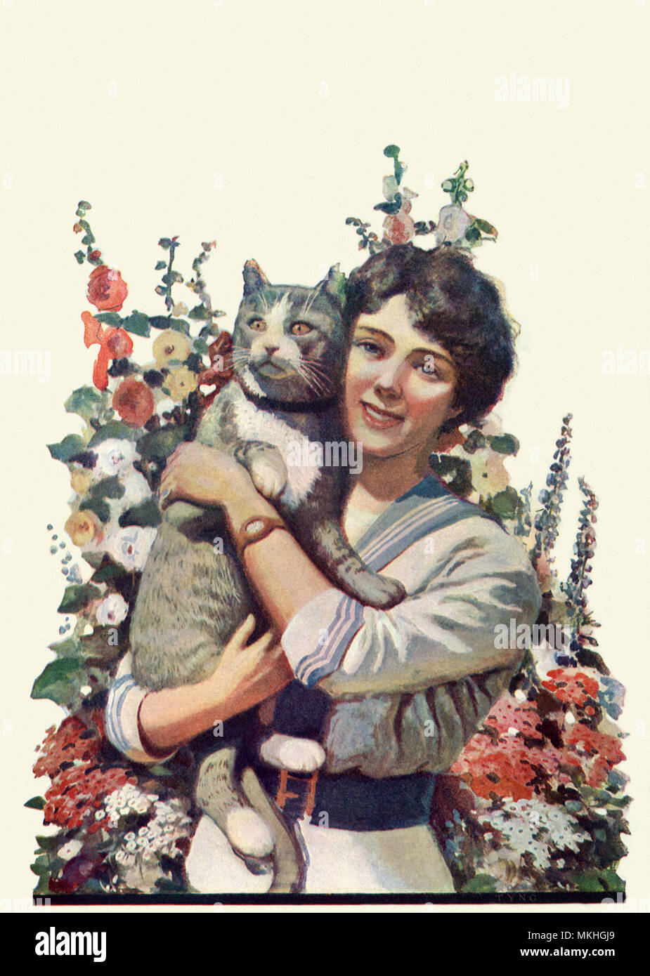 Woman cat in arms stands hi-res stock photography and images - Alamy