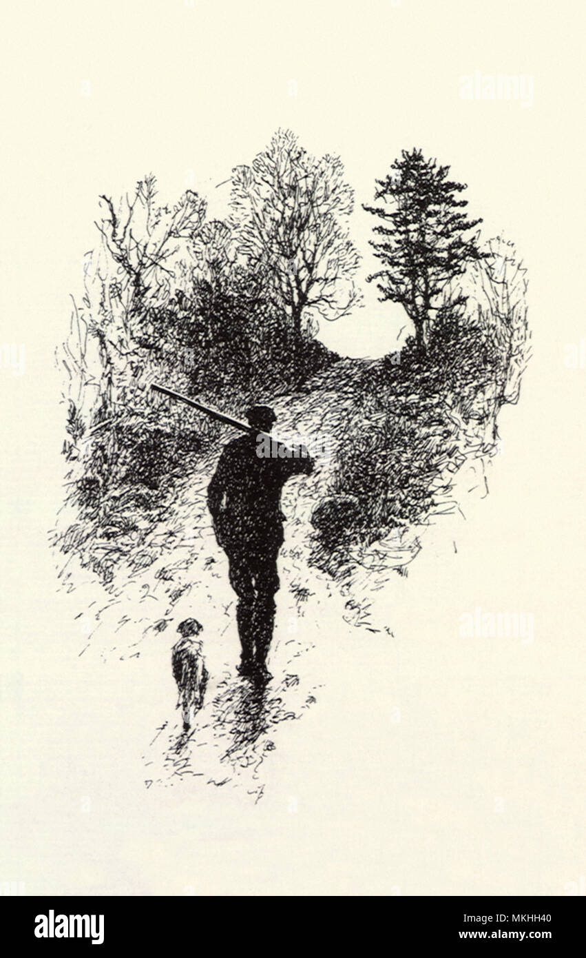 Hunter and Dog on Path Stock Photo - Alamy