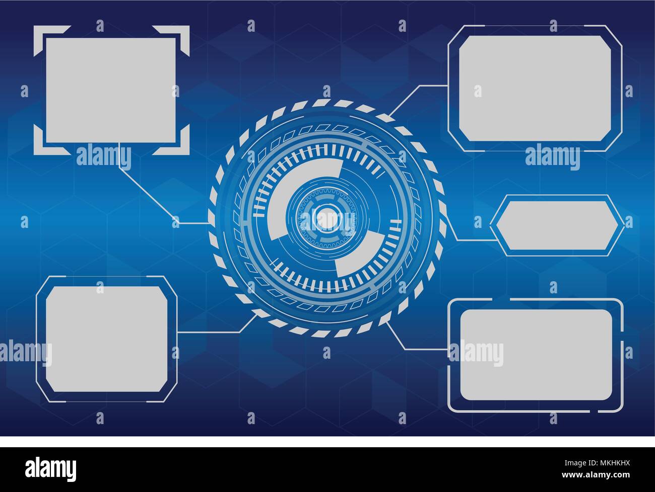 hud interface with empty frame on blue background vector illustration ...