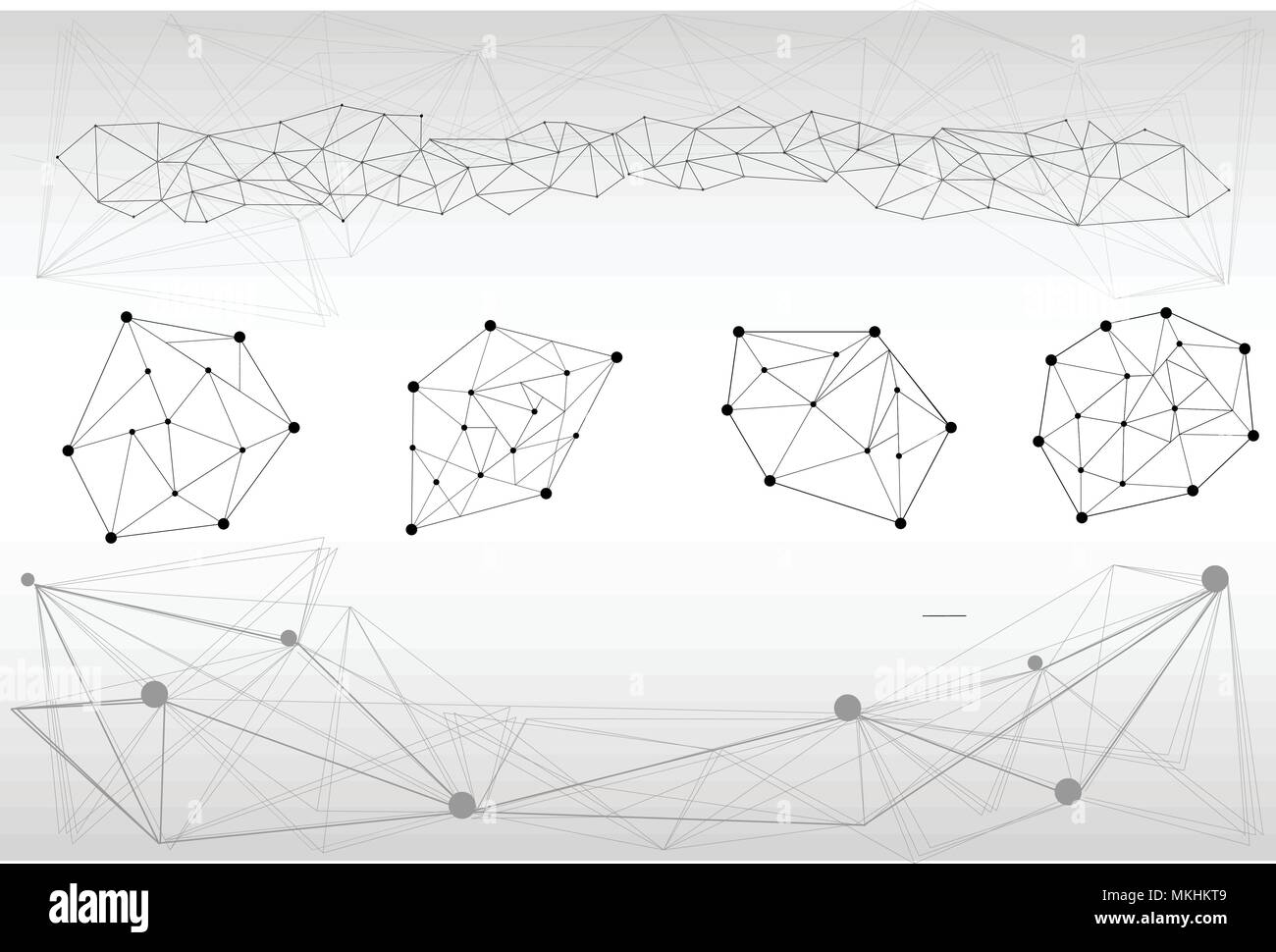 Connection lines with dots or connection structure on grey background ...