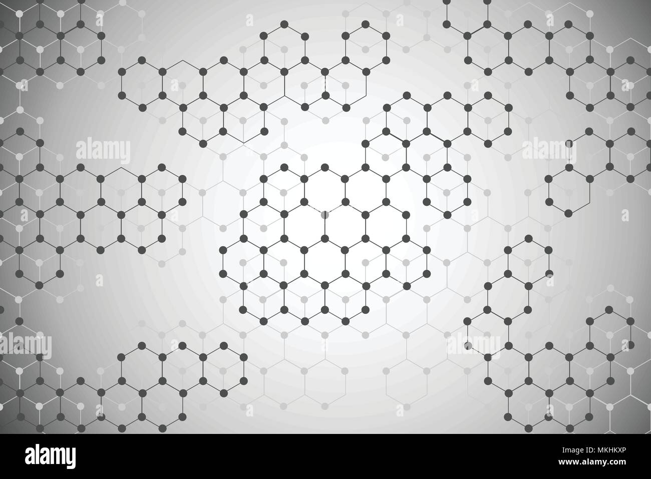 grey hexagon molecule connection on grey background vector illustration ...