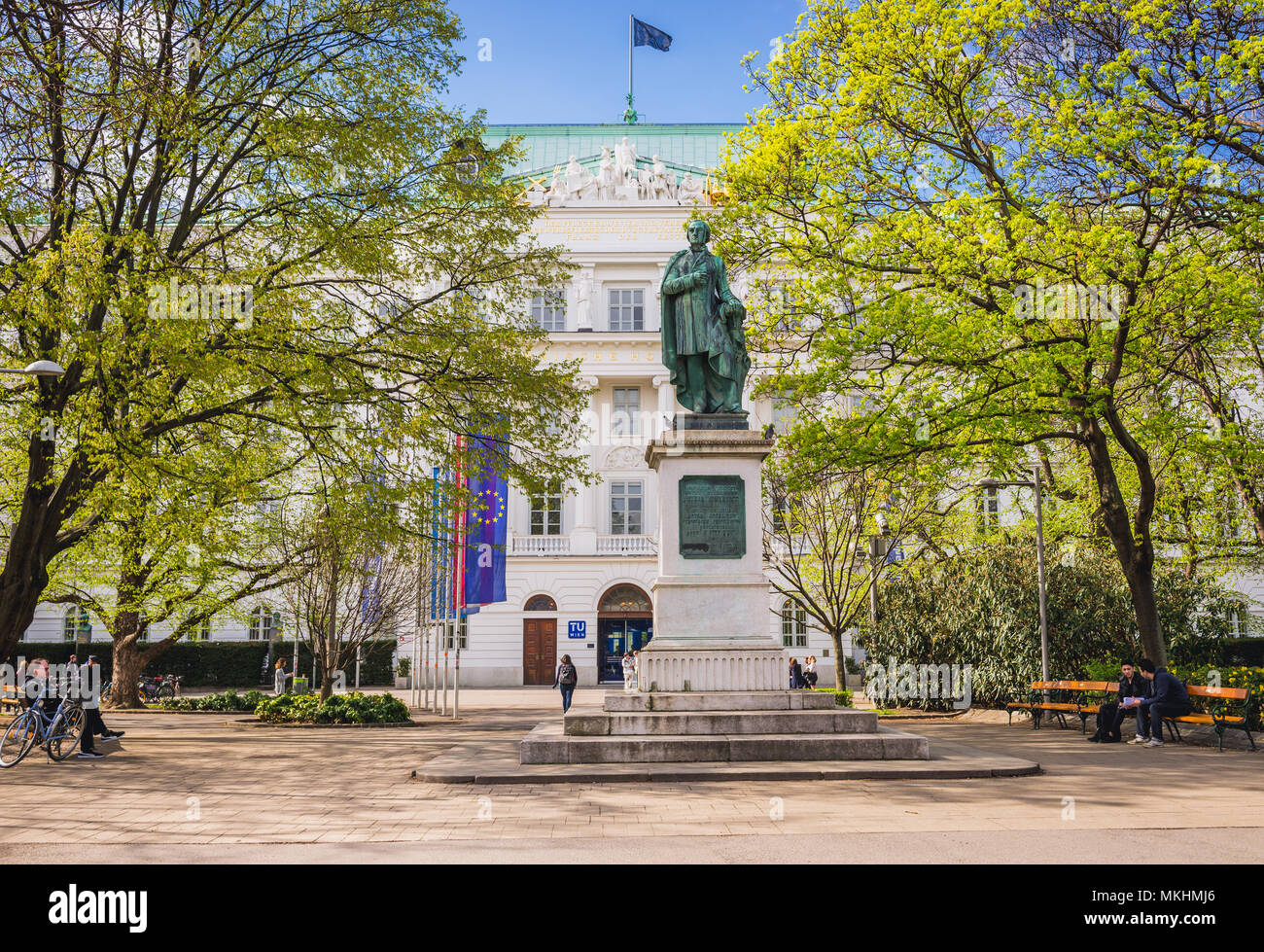 Statue of inventor Josef Ressel in a park in front of Technical ...