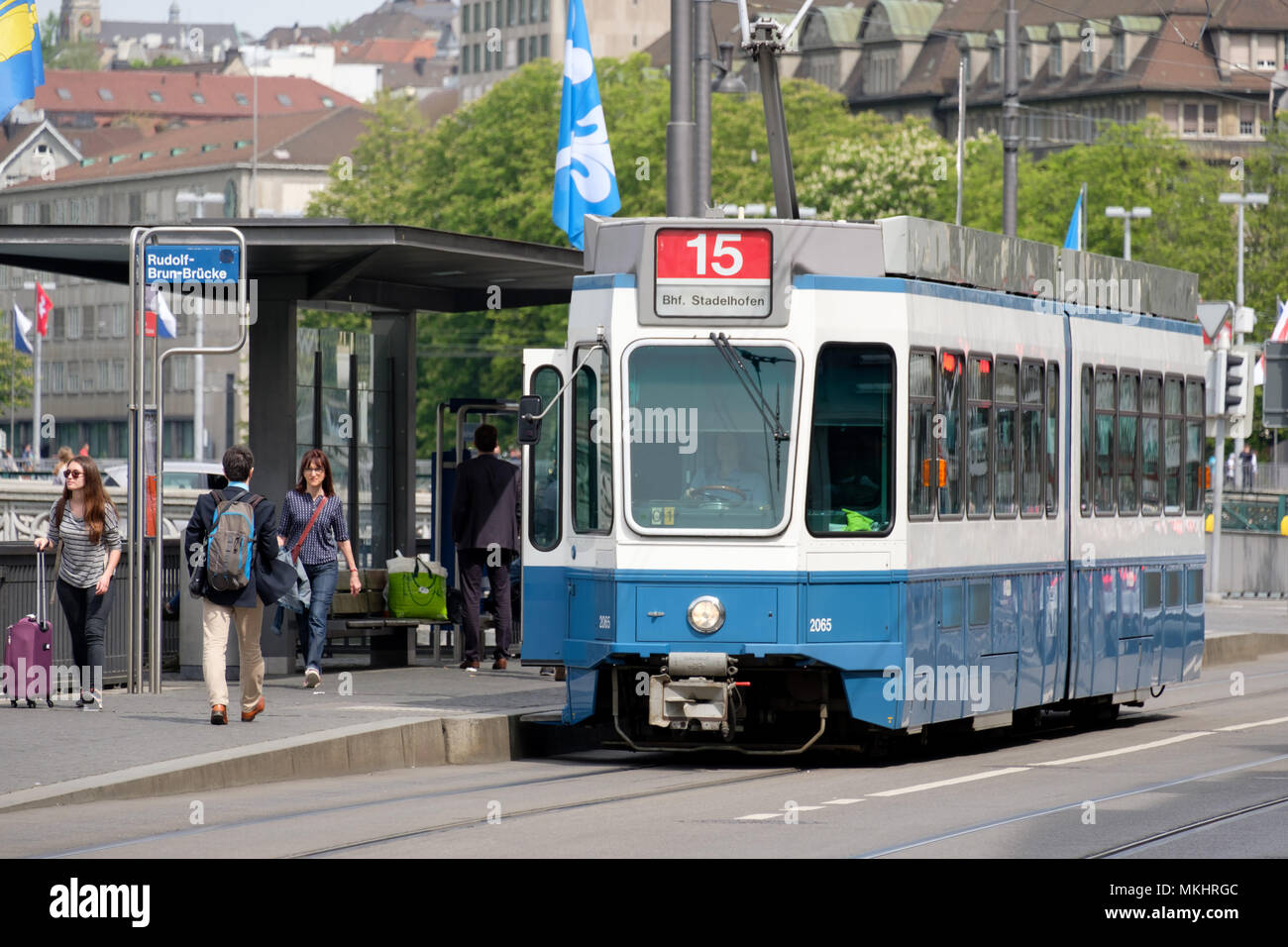 15 Tram on the streets of Zurich, Switzerland, Europe Stock Photo - Alamy