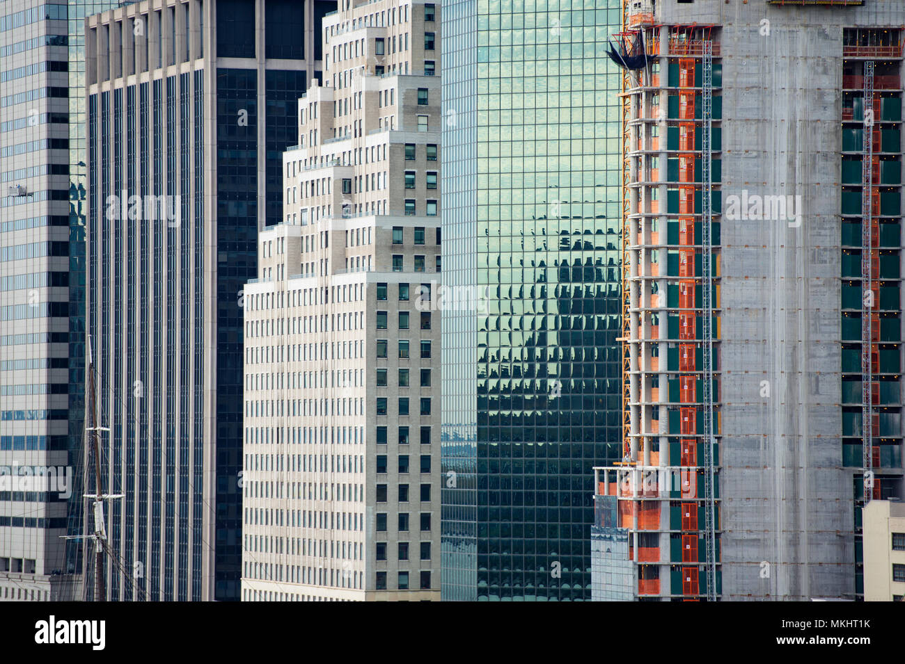 Close-up view of some huge buildings and beautiful skyscrapers in ...