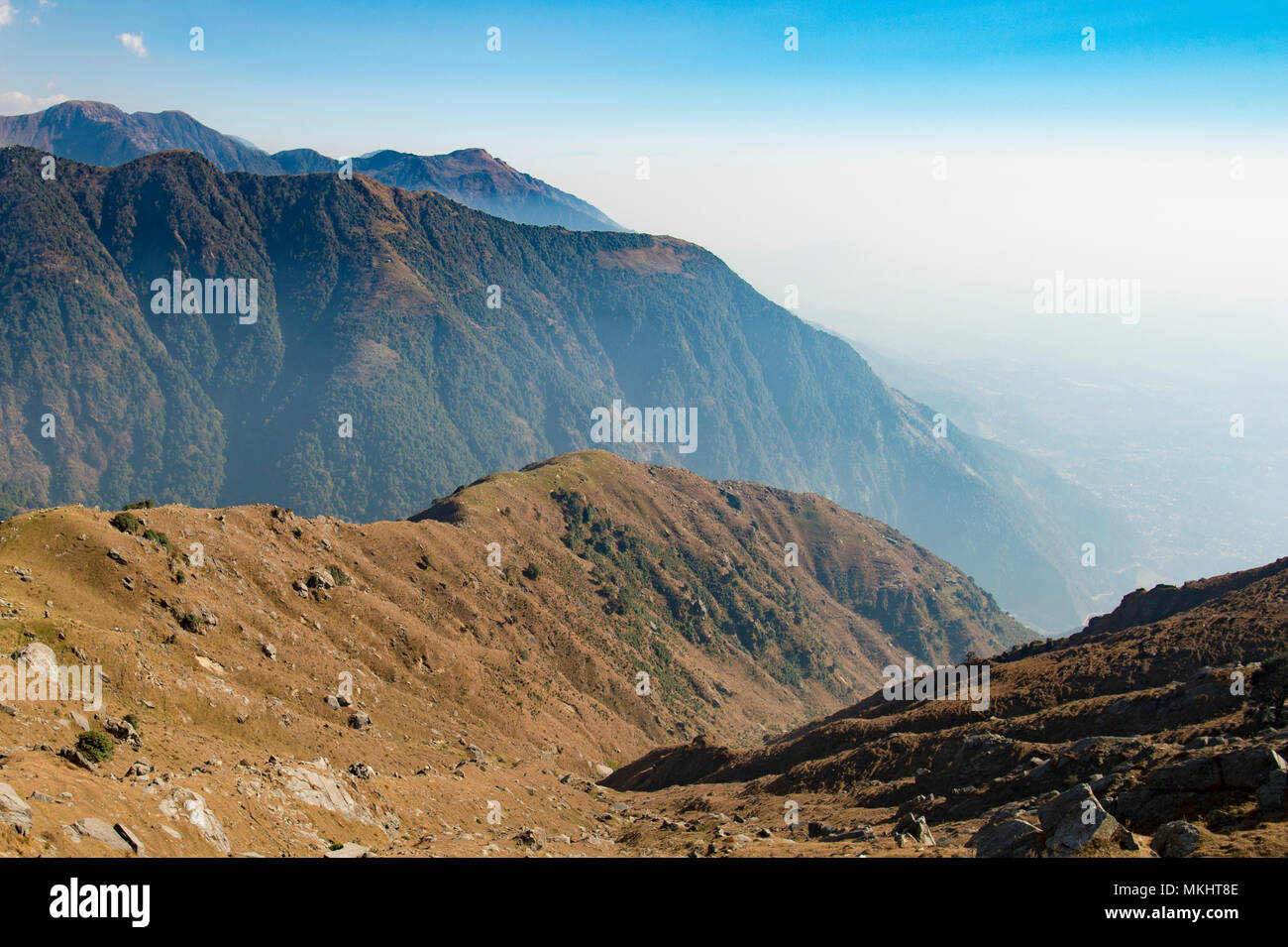 A beautiful view of Dhauladhar Mountain ranges during a sunny day and ...