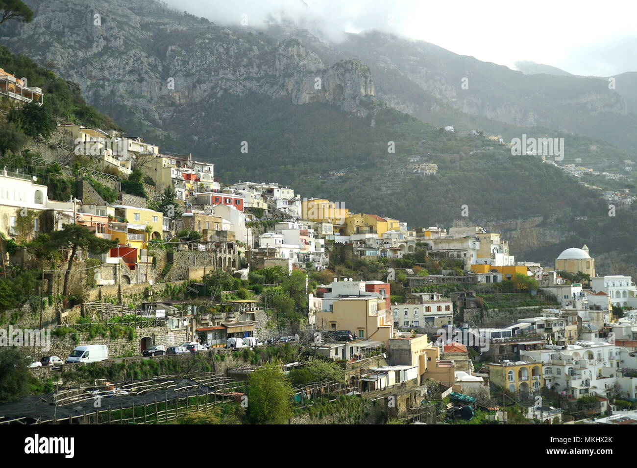 Architecture (houses built on mountain slope) Positano, Campania, Italy ...