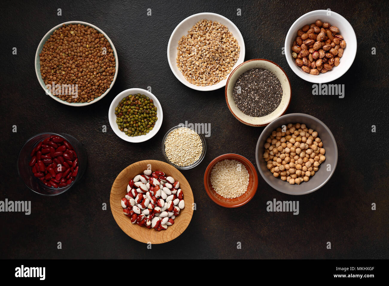 Vegan beans and cereals, super foods Stock Photo - Alamy