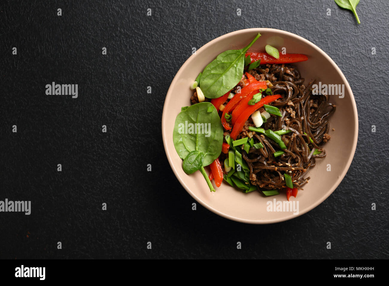 Buckwheat noodles top view, asian food Stock Photo - Alamy