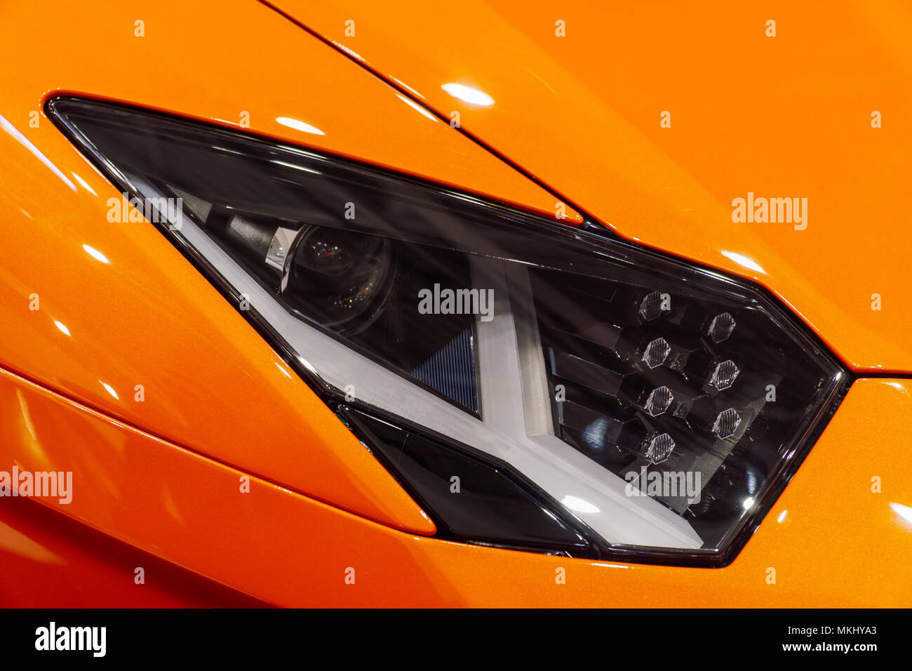 Head Lights Of Luxurious Sports Car Stock Photo - Alamy