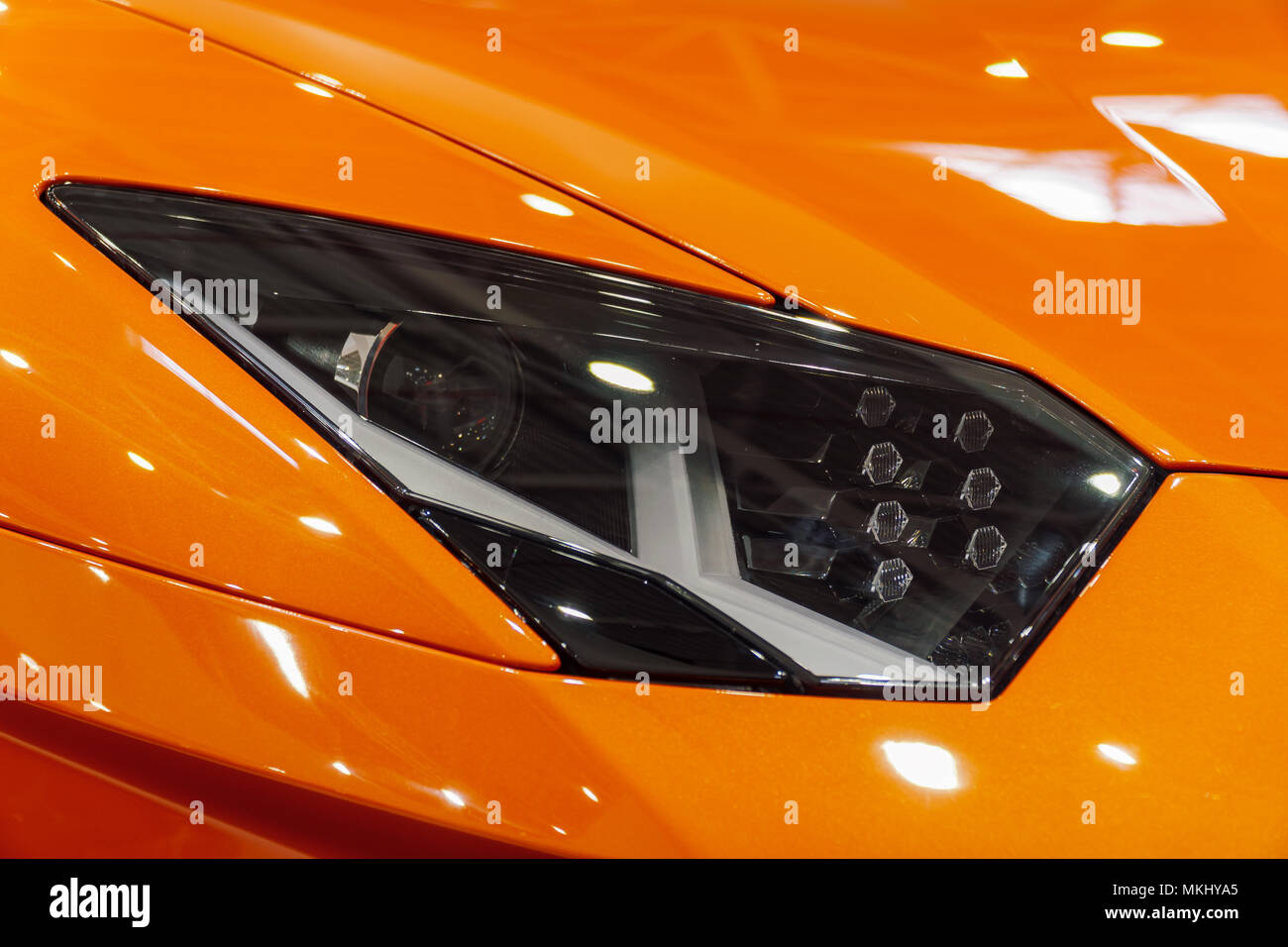 Head Lights Of Luxurious Sports Car Stock Photo - Alamy