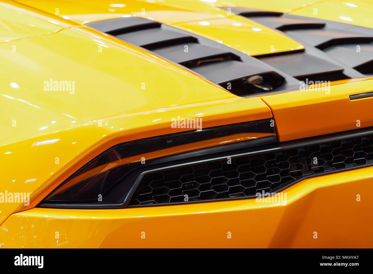 Back Lights Of Luxurious Sports Car Stock Photo - Alamy