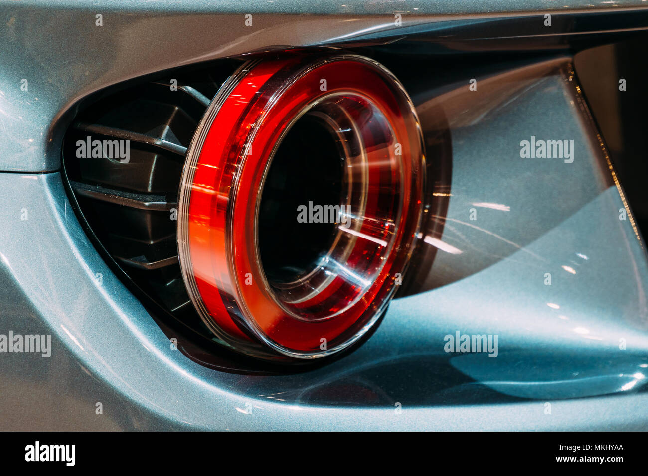 Back Lights Of Luxurious Sports Car Stock Photo - Alamy