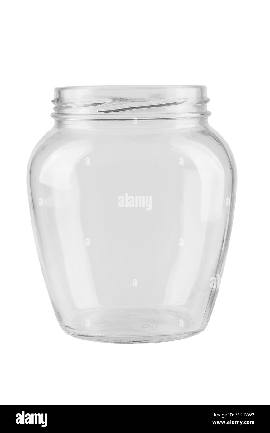 empty glass jar for conservation, isolated on white background. File ...