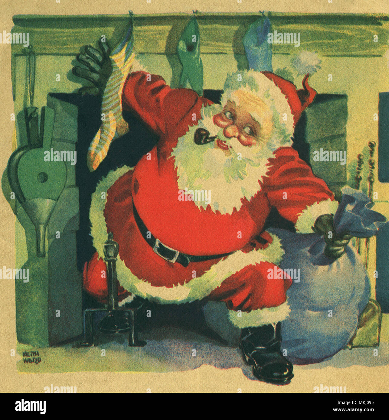 Santa coming down chimney hi-res stock photography and images - Alamy