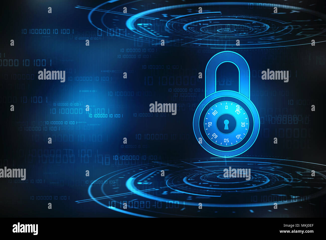 2d illustration Safety concept: Closed Padlock on digital background ...