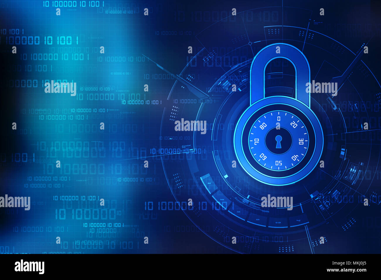 2d illustration Safety concept: Closed Padlock on digital background ...