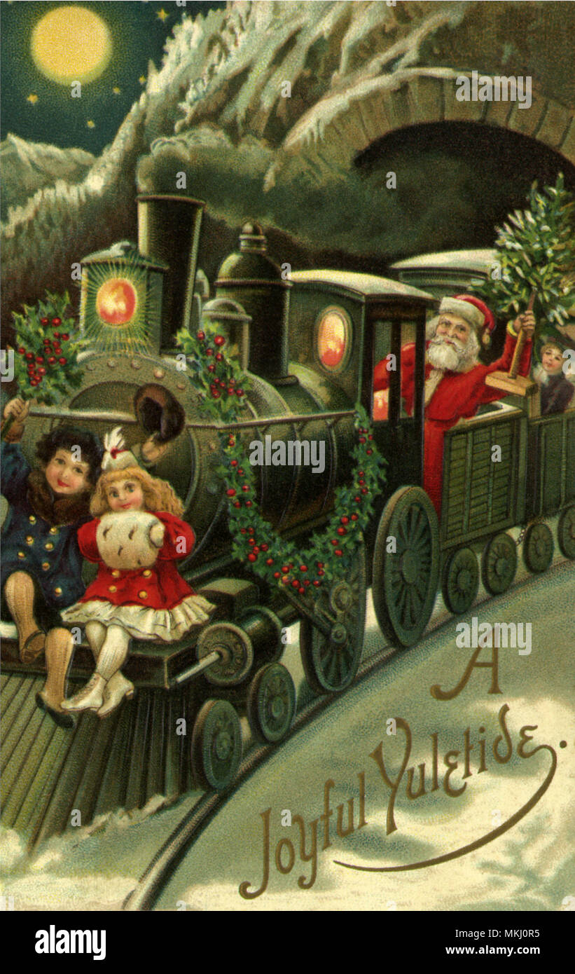 Santa Driving Train Stock Photo - Alamy