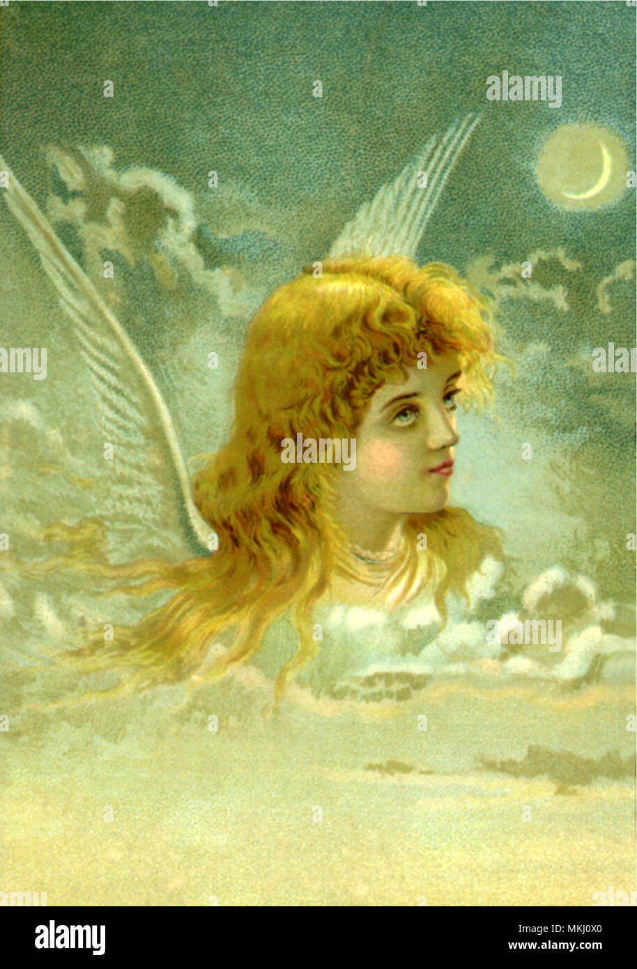 Angel and the Moon Stock Photo - Alamy