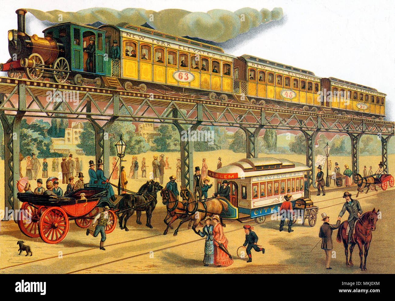 Elevated train new york hi-res stock photography and images - Alamy