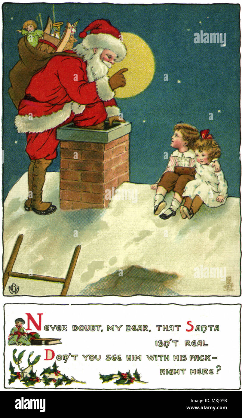 Catching Santa on Roof Stock Photo - Alamy