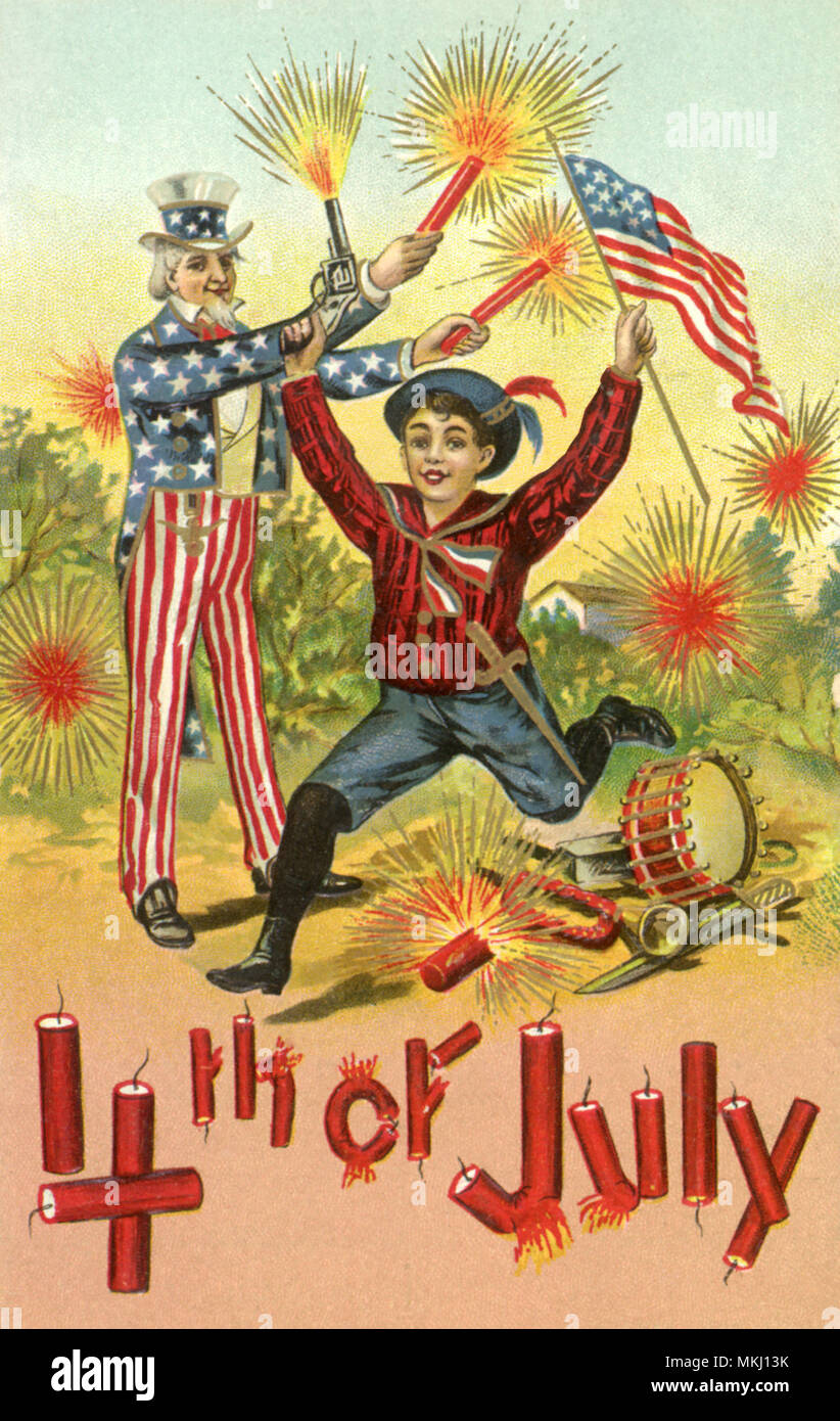 Boy and Firecrackers Stock Photo - Alamy