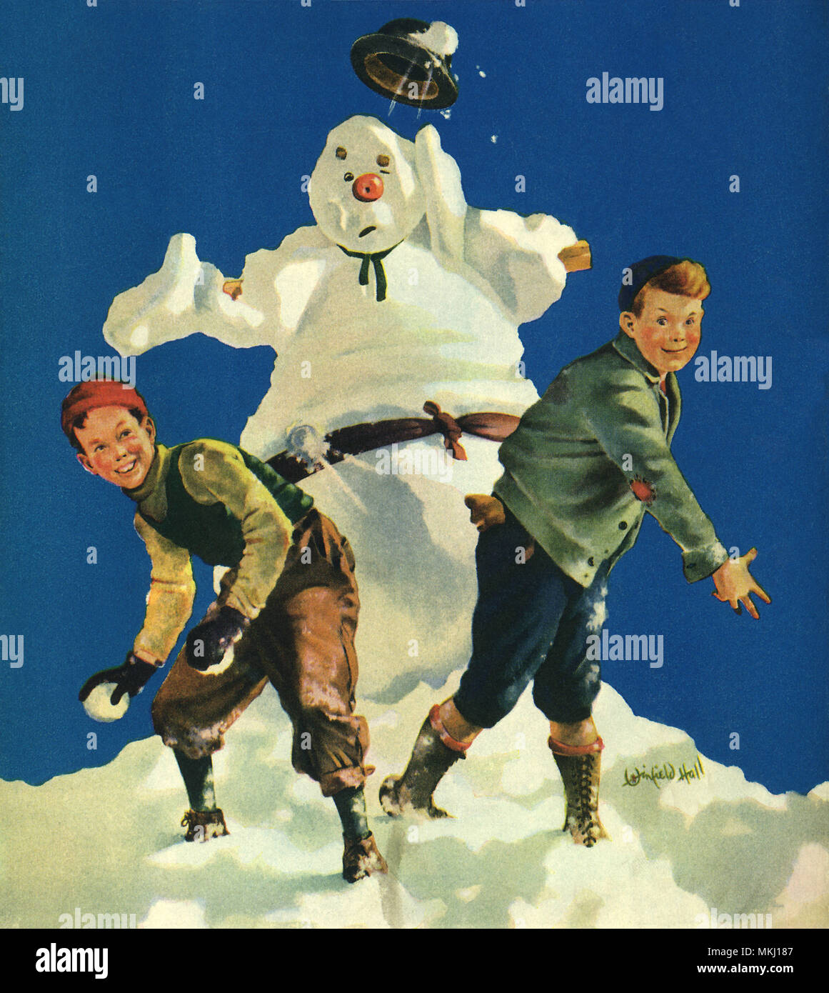 Kids throwing snowballs hi-res stock photography and images - Alamy