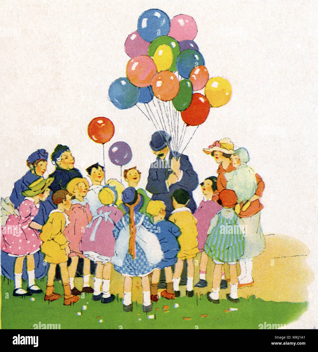 Balloon Vendor and Crowd Stock Photo - Alamy