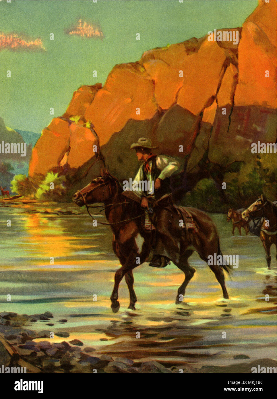 Rider Crossing River Stock Photo - Alamy