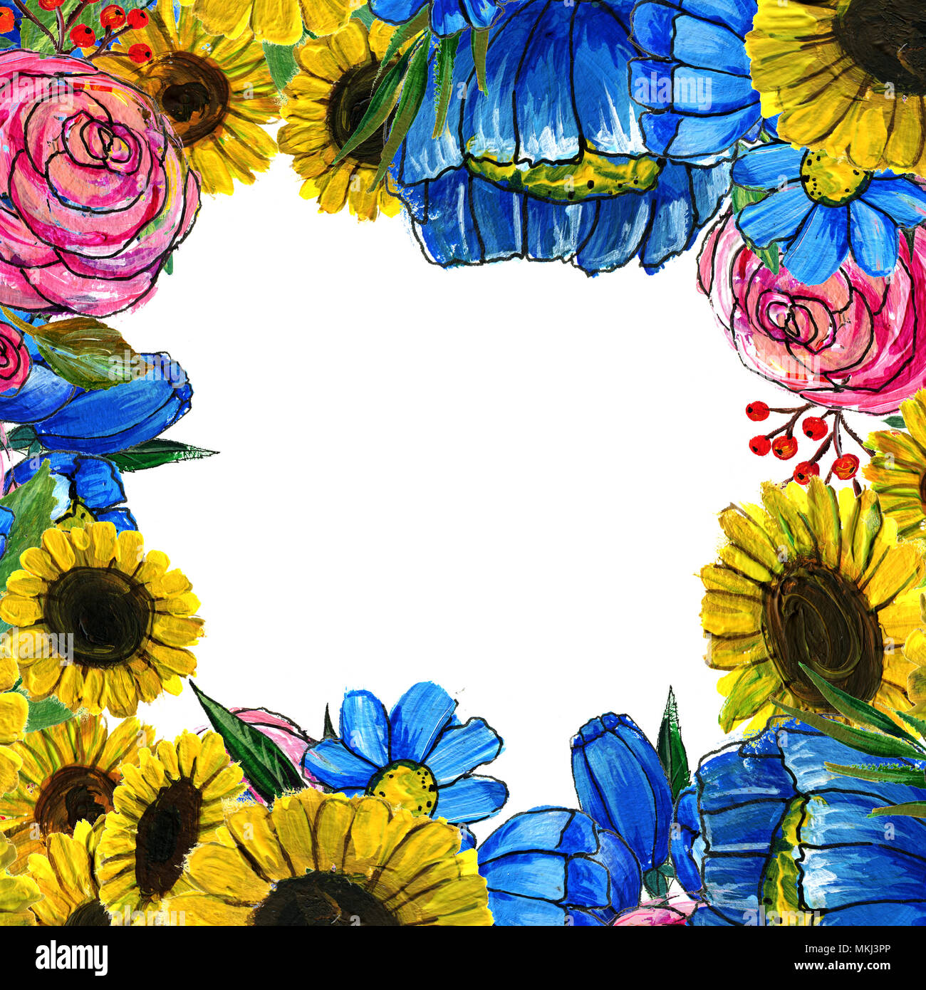 Hand drawn Flower Border Stock Photo - Alamy