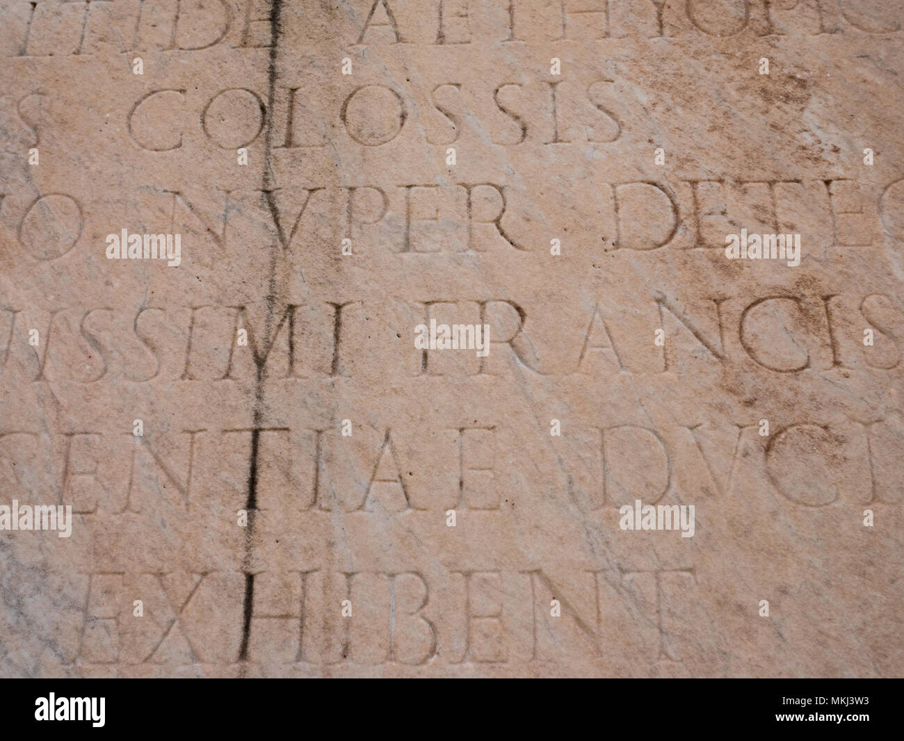 tables of Latin inscriptions carved in marble, ancient Rome Italy Stock ...