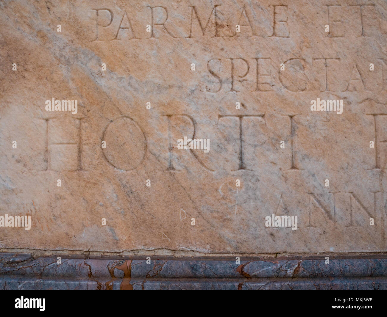 tables of Latin inscriptions carved in marble, ancient Rome Italy Stock ...