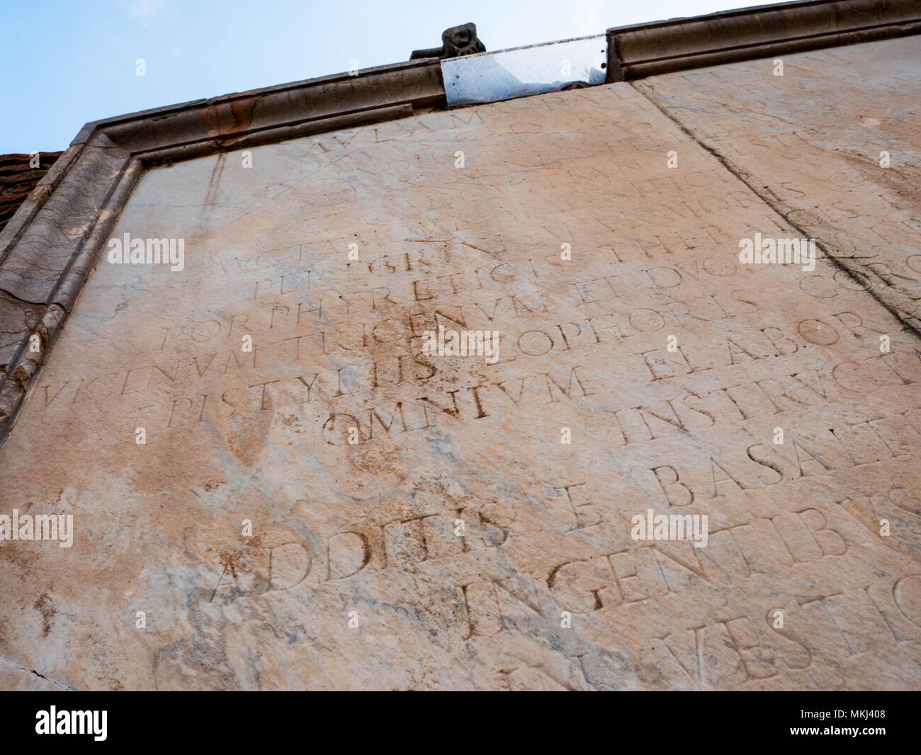 tables of Latin inscriptions carved in marble, ancient Rome Italy Stock ...