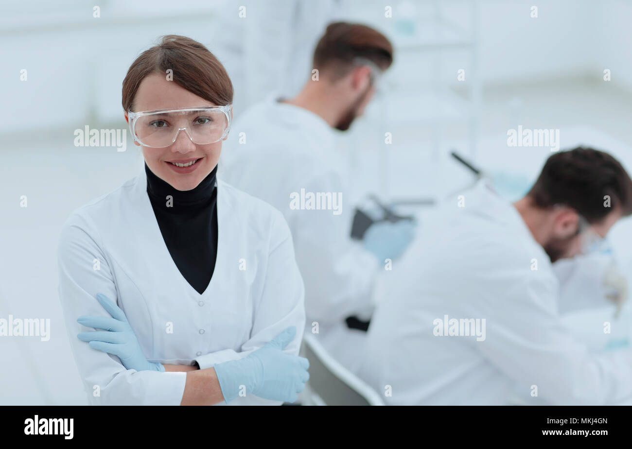 portrait of scientist in laboratory background Stock Photo - Alamy