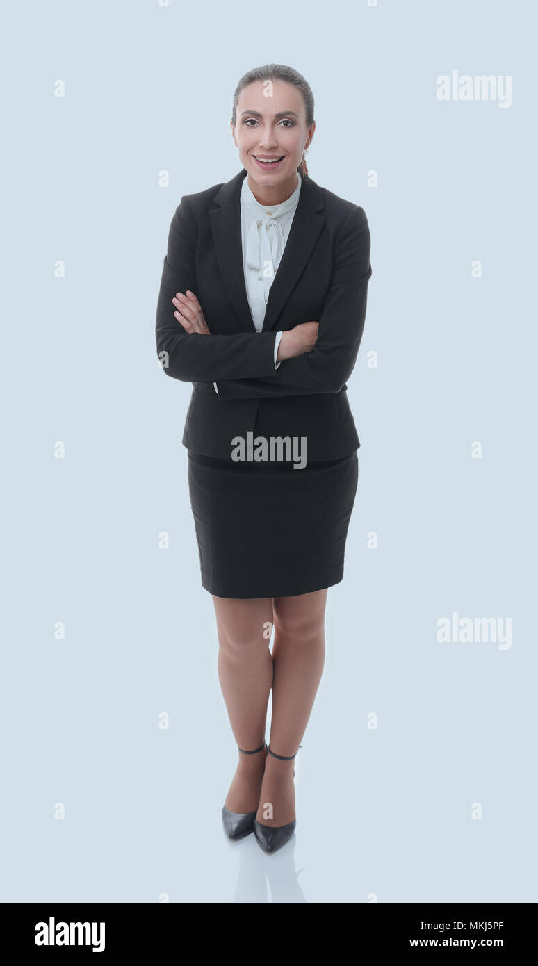 smiling female Manager.portrait in full growth Stock Photo - Alamy