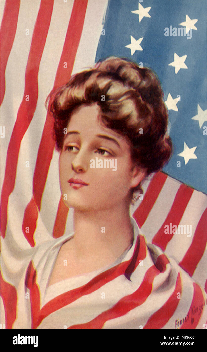 Woman Wrapped in Flag Stock Photo - Alamy