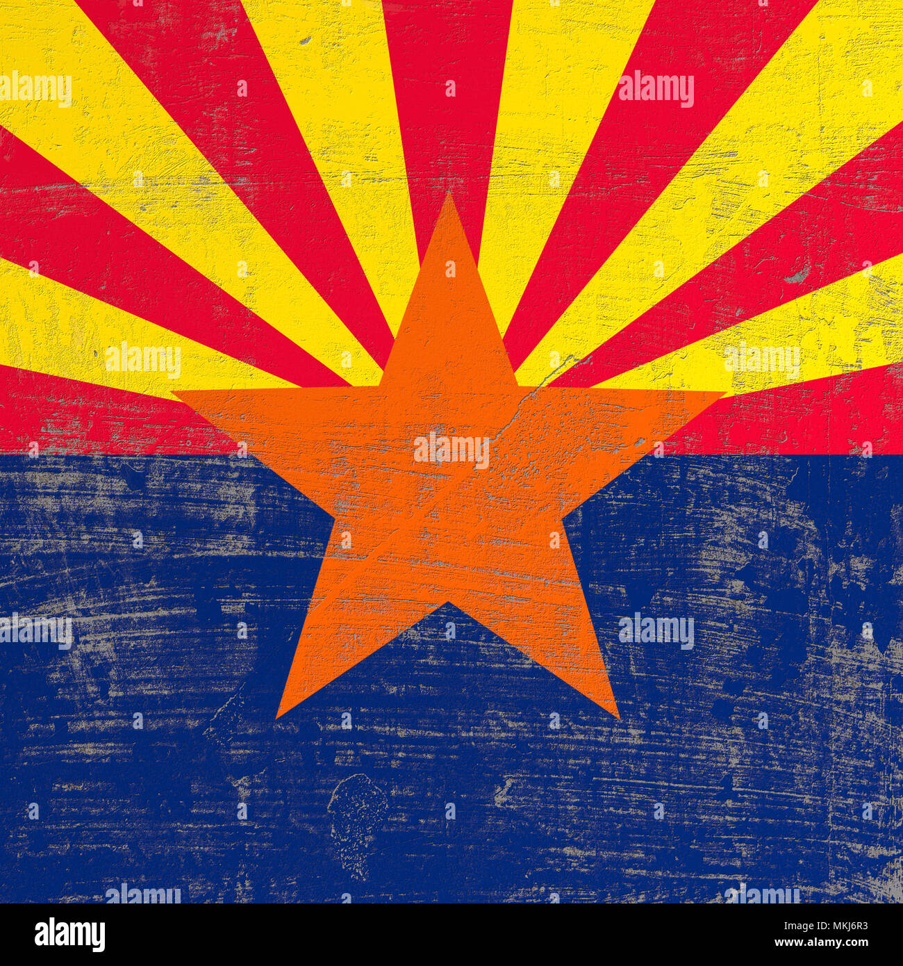 3d rendering of Arizona flag in a scratched surface Stock Photo - Alamy