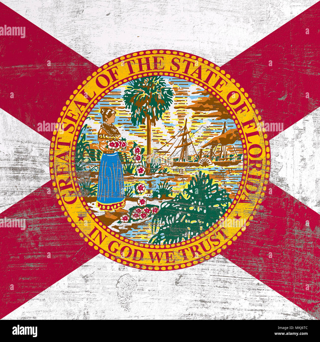 3d rendering of Florida flag in a scratched surface Stock Photo - Alamy