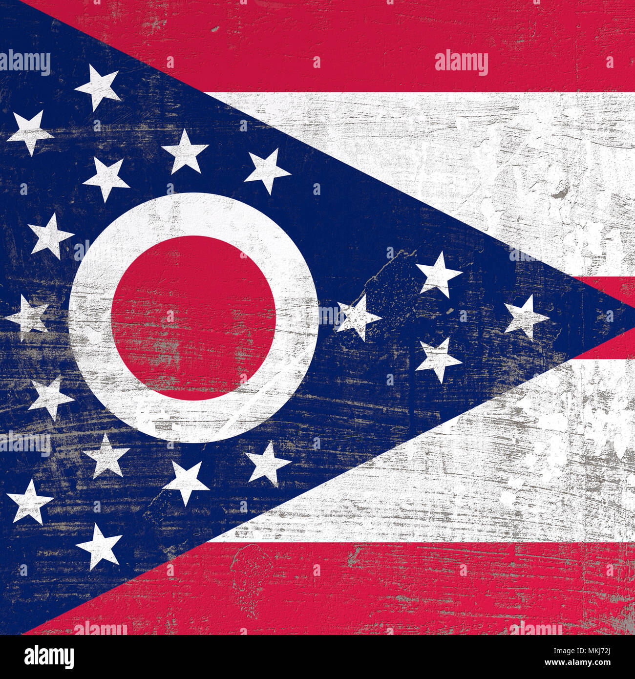 3d rendering of Ohio flag in a scratched surface Stock Photo - Alamy