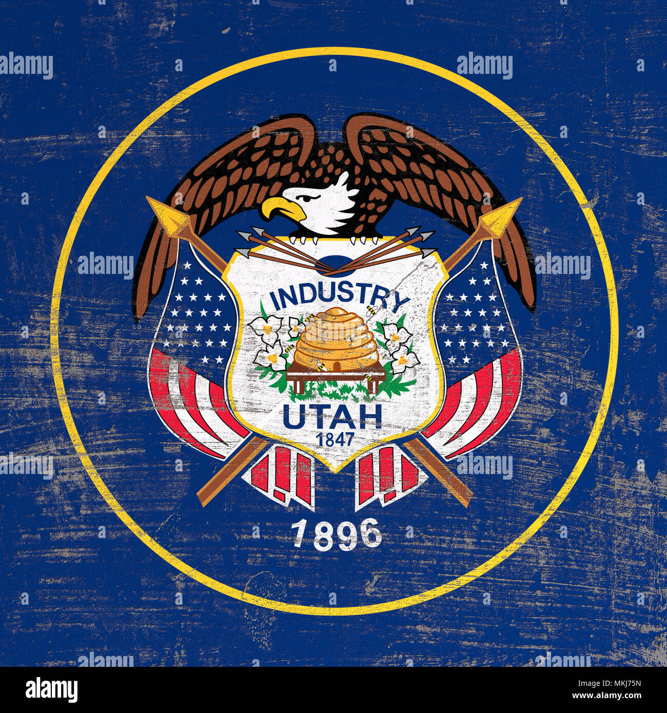 3d rendering of Utah flag in a scratched surface Stock Photo - Alamy