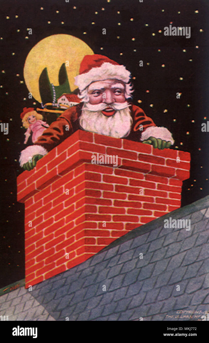 Santa in Chimney Stock Photo - Alamy