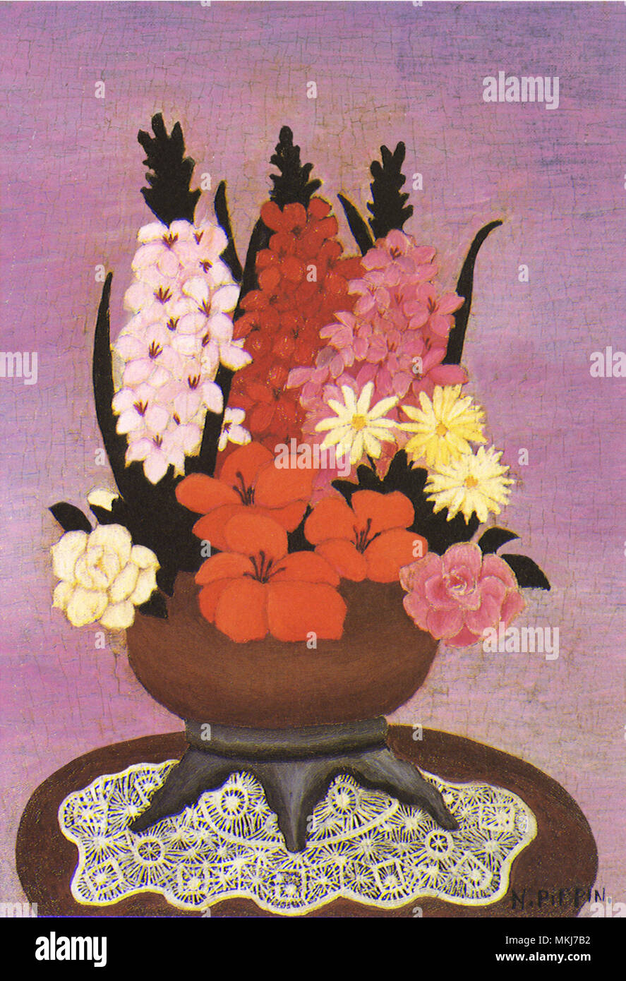 Spring Flowers With Lace Doily Stock Photo - Alamy